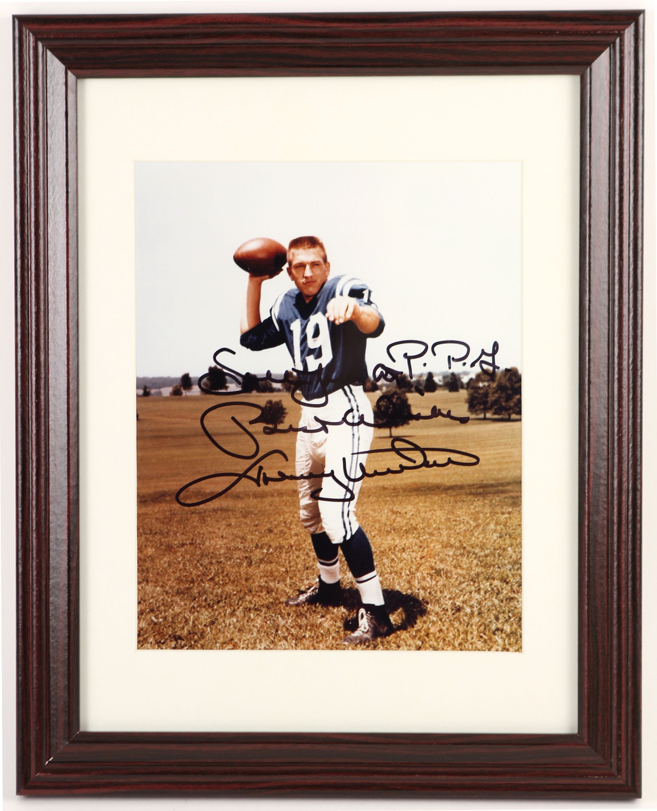 Lot Detail 1956 72 Johnny Unitas Signed Framed Baltimore Colts 8 X